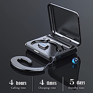 Mosonnytee Wireless Headphones Bluetooth Open Ear Painless Wearing Bluetooth Headset for Cell Phones with Microphone Ear Hook Non Plug HandsFree Headset Lightweight for Business, Office (Black)