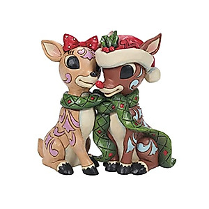 Enesco Jim Shore Rudolph The Red-Nosed Reindeer and Clarice Figurine, 5.31 Inch, Multicolor