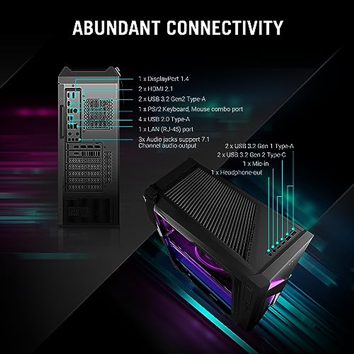 ASUS ROG G16CH (2023) Gaming Desktop PC, 13th Gen Intel® Core™ i7-13700F, NVIDIA® GeForce® RTX 4070, 1TB NVMe™ PCIe® SSD, 16GB DDR4 RAM, Windows 11, G16CH-DB774,Grey