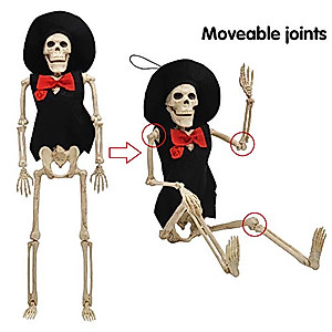 JOYIN 2PCS 16" Scary Halloween Skeletons Decorations Full Body with Poseable Bride and Groom Ornament for Haunted House Décor, Home, Party, Graveyard