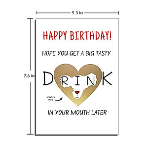 Ikassong Funny Scratch Off Birthday Card for Women Friends Sister, 5.3 x 7.6 with 2 Envelopes, Special Interactive Present