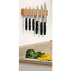 Magnetic Knife Strip w XL 18" Design- Powerful Magnet Wooden Knife Rack for Easy Wall Mounting- Secure your Knives and Utensils and Free Up Space