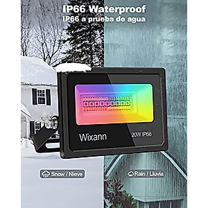 RGB Flood Light Outdoor, 20W Smart WiFi Flood Light Work with Alexa, Color Changing RGBCW Party Stage Uplight Wall Washer Landscape Deco Light for Patio Tree Garden Christmas (US 3-Plug, 2 Pack)