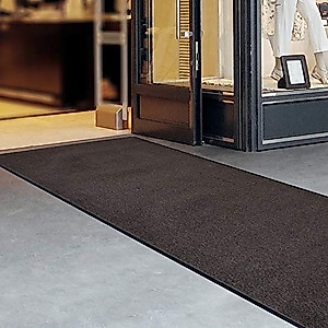 iCustomRug Heavy Duty Interior/Exterior Waterproof Utility Plush Pile Vinyl Back Runner,Mats,Area Rug, Non-Slip,70 Custom Sizes for Doorway,Balcony,Hallway,Commercial,Retail Space 4' X 9' Brown