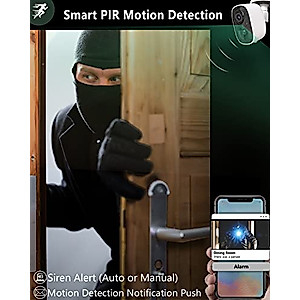 Security Camera Outdoor, Wireless Rechargeable Battery Powered 1080P HD WiFi IP Home Surveillance Cameras, Indoor Smart Cam w/ Night Vision/PIR Motion Detection Sensor/Siren Alarm/SD Slot/2-Way Audio