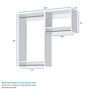Closet Kit with Hanging Rods - Corner Closet System - Closet Shelves - Closet Organizers and Storage Shelves (White, 48 inches Wide) Closet Shelving