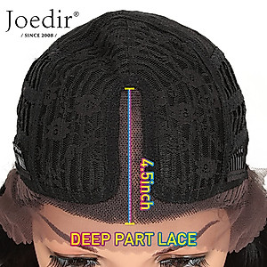 Joedir Lace Front Wigs 30'' Long Wavy Synthetic Wig 4.5" Deep Part HD Transparent Lace For Women 130% Density Wigs(BLACK COLOR)