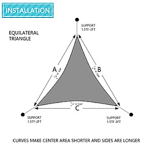 Coarbor 12' x 12' x 12' Sun Shade Sail Canopy Sunshade Outdoor Heavy Duty Triangle Fabric Cloth Screen for Patio Garden Yard Deck Pergola Canopy Blue