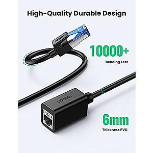 UGREEN Ethernet Extender Cable 6FT, Cat 8 Extension Network Cable 40Gbps 2000MHz RJ45 Network Patch Cord Double Shielding Male to Female Connector Compatible for Router PC Laptop Modem 6FT