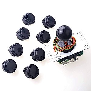 Sanwa JLF-TP-8YT Joystick + Sanwa 8 pcs OBSF-30 Push Button Bundle Kit Color : Black - for Arcade Game 4 & 8 Way Adjustable, Compatible with Catz Mad SF4 Tournament Joystick S@NWA