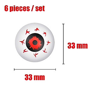 Olen Eyeballs for Halloween Decorations Trick or Treat Spooky Scary Horror Props, 6 pcs