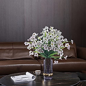 LXAFGP 8 Bundles White Artificial Flowers Outdoor Silk Flower UV Resistant Plants Fake Flower Greenery Faux Plastic Plants for Outdoor Indoor Home Window Garden Wedding Pot Hanging Plants Décor