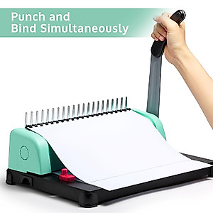 OFFNOVA Binding Machine, 21-Hole 450 Sheets Paper Comb Punch Binder Machine for Letter Size / A4 / A5, Easy to Punch Handle, Adjustable Margin