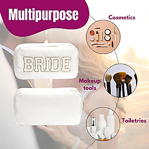 White Nylon Bride Pouch or Bag, travel, Bride bag, Bride makeup bag, Gift for brides, Bride essentials, Gift for her, Bride travel kit, Things for bride, Future mrs, White, Valentine's Day