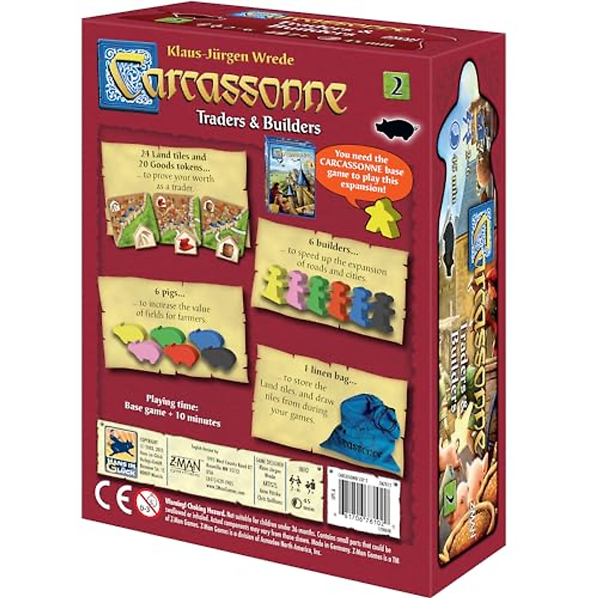 Carcassonne Traders & Builders Board Game EXPANSION - New Strategies Await! Medieval Tile-Laying Strategy Game for Kids and Adults, Ages 7+, 2-6 Players, 45 Minute Playtime, Made by Z-Man Games