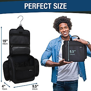 D&D Hanging Travel Toiletry Bag for Men and Women – Cosmetics, Makeup and Toiletries Organizer Kit with 10 Compartments, YKK Zippers, XXL Metal Swivel Hook, Water-Resistant Nylon