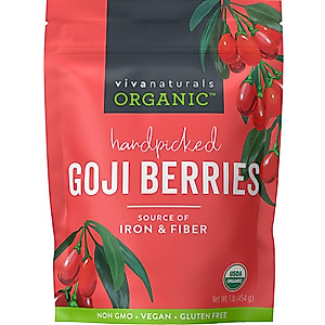 Organic Dried Goji Berries - Non-GMO and Vegan Goji Berries Organic, Perfect for Baking, Teas and Snacks for Adults (1 lb)