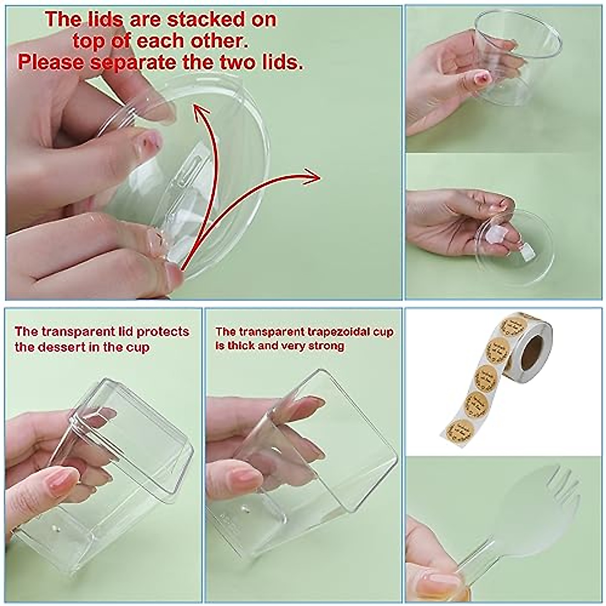 Tisovixo Clear Dessert Cups with Lids and Spoons,100 Pack 7oz 5.4oz Mini Dessert Cups,Parfait Appetizer Cup, Reusable Mini Serving Cups for Party Desserts Halloween Thanksgiving Christmas