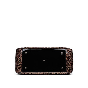 FEIMINA Genuine Leather Tote Bag, Leather Purse for Woman, Top Handle CrossBody Bag Patent Leather Shoulder Bag with Strap