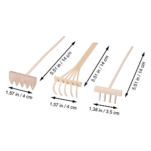 SUPVOX 3Pcs Mini Rakes Tool Zen Garden Sand Bamboo Tabletop Meditation Feng Shui Decor
