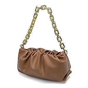 TUGONK Women's Designer Shoulder Bag Ruched Cluch Purse Dumpling Shoulder Bag Chain Pouch Bag for Women