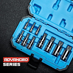Capri Tools XZN Triple Square Spline Bit Socket Set, Metric, 10-Piece