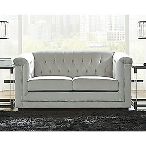 Signature Design by Ashley Josanna Classic Tufted Upholstered Loveseat, Gray