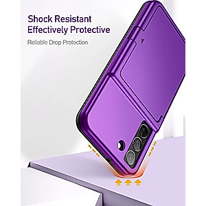 WeLoveCase Samsung Galaxy S22 Case Wallet Case with Credit Card Holder & Hidden Mirror, All-Round Protection Shockproof Phone Cover Designed for Samsung Galaxy S22 5G, 6.1 inch Purple