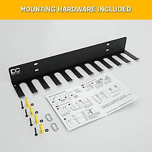 Double Circle Gym Storage Rack with 12 Hooks, Multi Purpose Gym Equipment Wall Rack Hanger for Pro Home Gym Storage for Exercise Bands, Barbell Bars, Jumprope (Hardware Included)