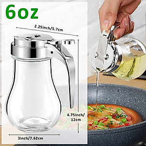 4 Pack Syrup Dispensers Glass Honey Jar Bottle Maple Sugar Dispenser 6 oz Retracting Spout Syrup Containers Pitcher For Milk Coffee Home Restaurant Kitchen Bar Oil Condiment (Simple Style)