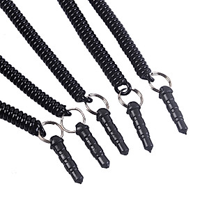 Wisdompro Stylus Tether, 10 Pack of Detachable Elastic Coil Tether Strings/Lanyards with 3.5mm Earphone Jack for Stylus Pens - Black