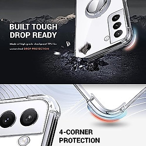 Silverback for Samsung Galaxy S22 Case Clear with Ring Kickstand, Protective Shock -Absorbing Bumper Shockproof Phone Case for Galaxy S22 -Clear