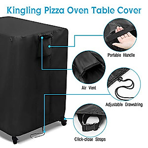 Kingling Outdoor Pizza Oven Table Cover for Ooni Medium Table, Waterproof Outdoor Grill Prep Table Cover Pizza Oven Stand Cover - 32''L x 24''W x 35''H