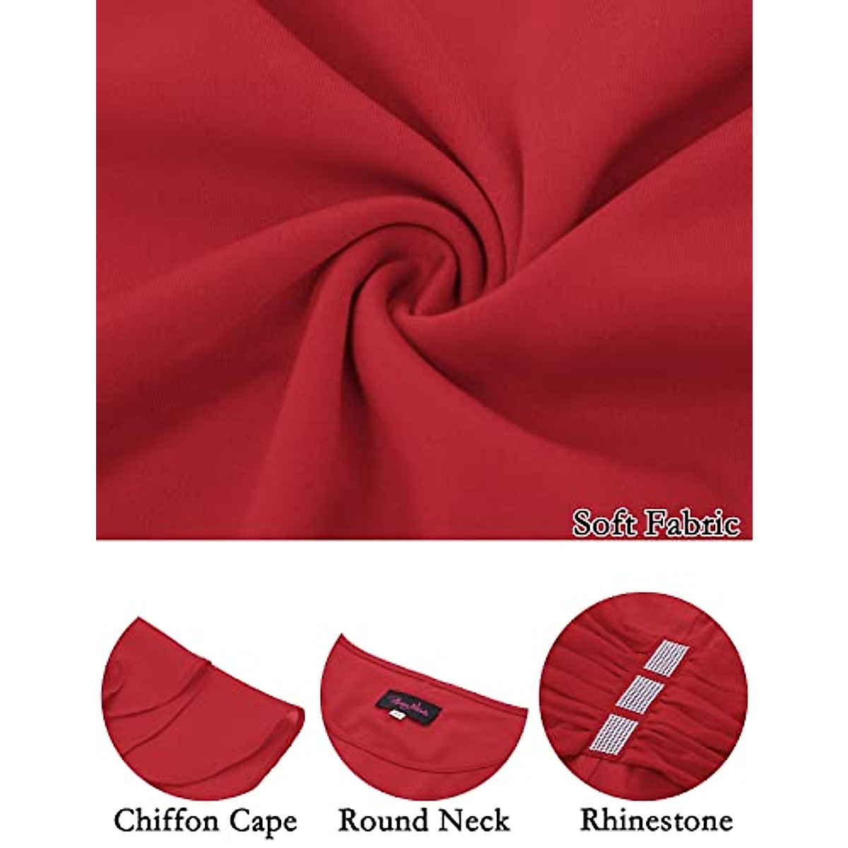 Women's Floral Fake Two Pieces Dress Caplet with Rhinestone Plus Size Wedding Guest Dresses Red 18 Plus