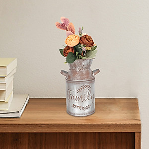 YARDWE Rustic Metal Flower Vase Farmhouse Vase Galvanized Milk Jug Flower Vase Decorative Planter Buckets for Home Garden Decor Brown