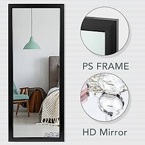 PexFix Full Body Mirror 43"x16" Large Mirror Rectangle Mirror Full Length Hanging or Leaning Against Wall Mirror for Bedroom and Bathroom,Black(No Stand) (JJ01002AAF+USAM019)