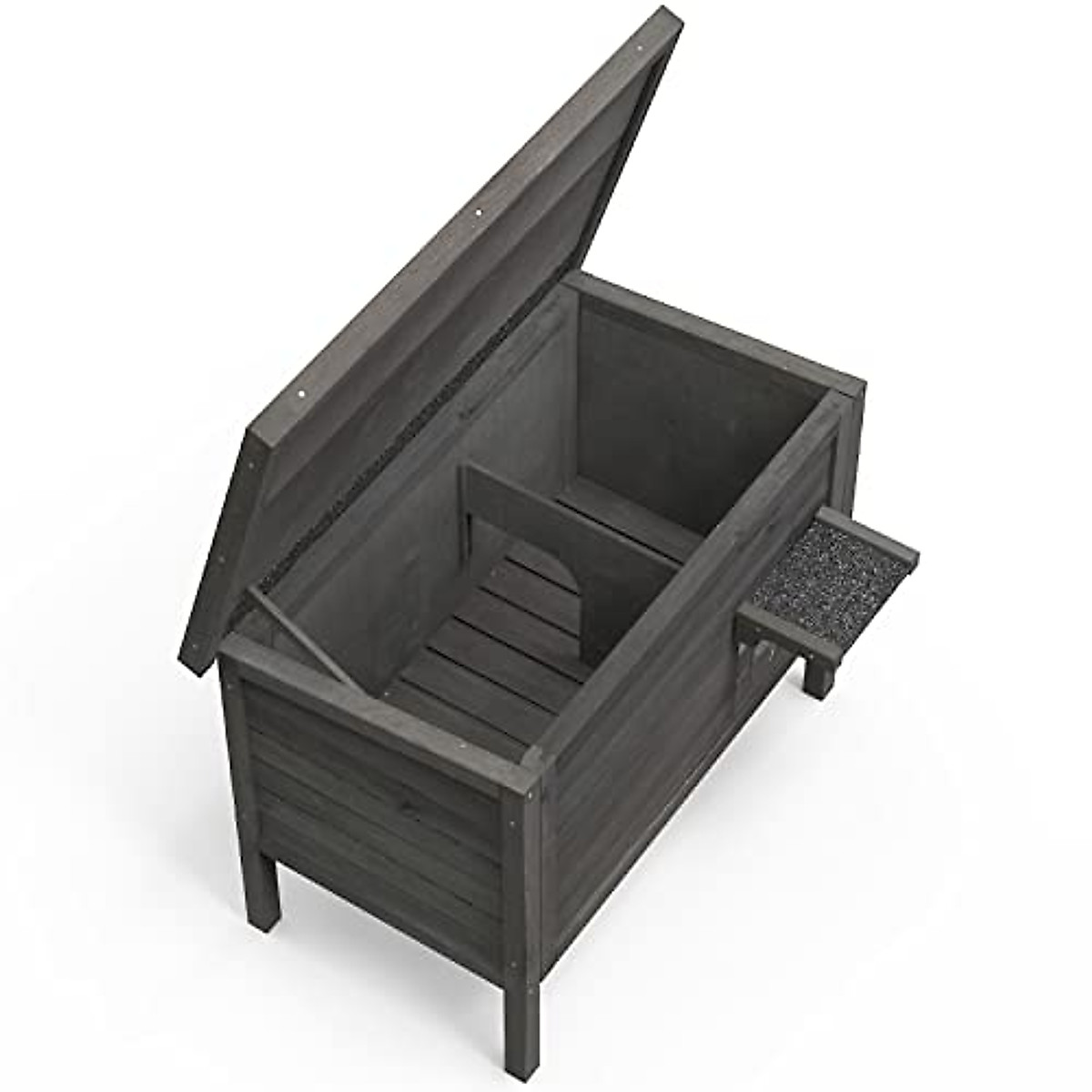 GDLF Outdoor Cat House Feral Cat Enclosure 100% Insulated All-Round Foam Weatherproof Solid Wood Large Size for Multiple Cats 34.5" L*21.5" W*27.2" H