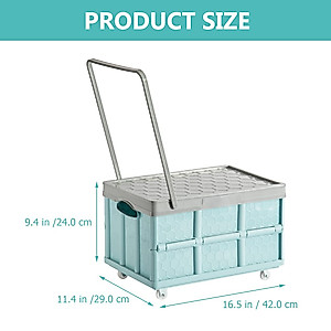 Ipetboom Storage Box with Wheels Collapsible Storage Box Storage Basket with Lid Folding Beach Cart Outdoor Wagon Utility Pull Cart Collapsible Storage Containers Plastic Crates Wheeled Atv