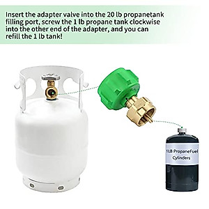 Flameweld Propane Refill Adapter - Fits QCC1/Type1 Propane Tank Adapter Gas Cylinder Tank Coupler and 1 LB Throwaway Disposable Cylinder, Solid Brass Regulator Valve Accessory, Green