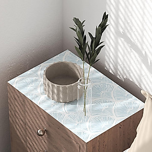 Modern Peel and Stick Wallpaper 17.3''×78.8'' Self Adhesive Wallpaper Blue and White Decorative Contact Paper Boho Removable Wall Paper for Bedroom Waterproof Wallpaper Bathroom Cabinets Decor Vinyl