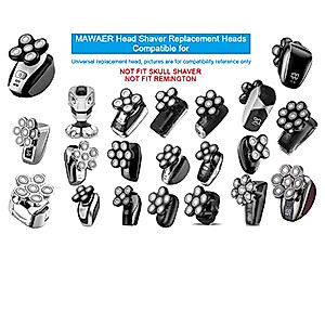 MAWAER Upgrade Version 7D Head Shaver Replacement Head Blades for Freedom G AidallsWel*** and Most Mainstream Brands Head Shaver Electric Shaver Razor Replacement Head