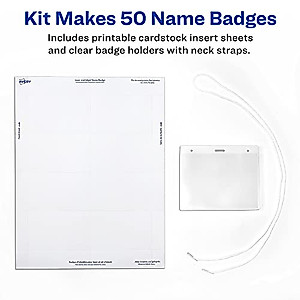 Avery 74459 Neck Hang Badge Holder w/Laser/Inkjet Insert, Top Load, 3h x 4w, White (Box of 100)