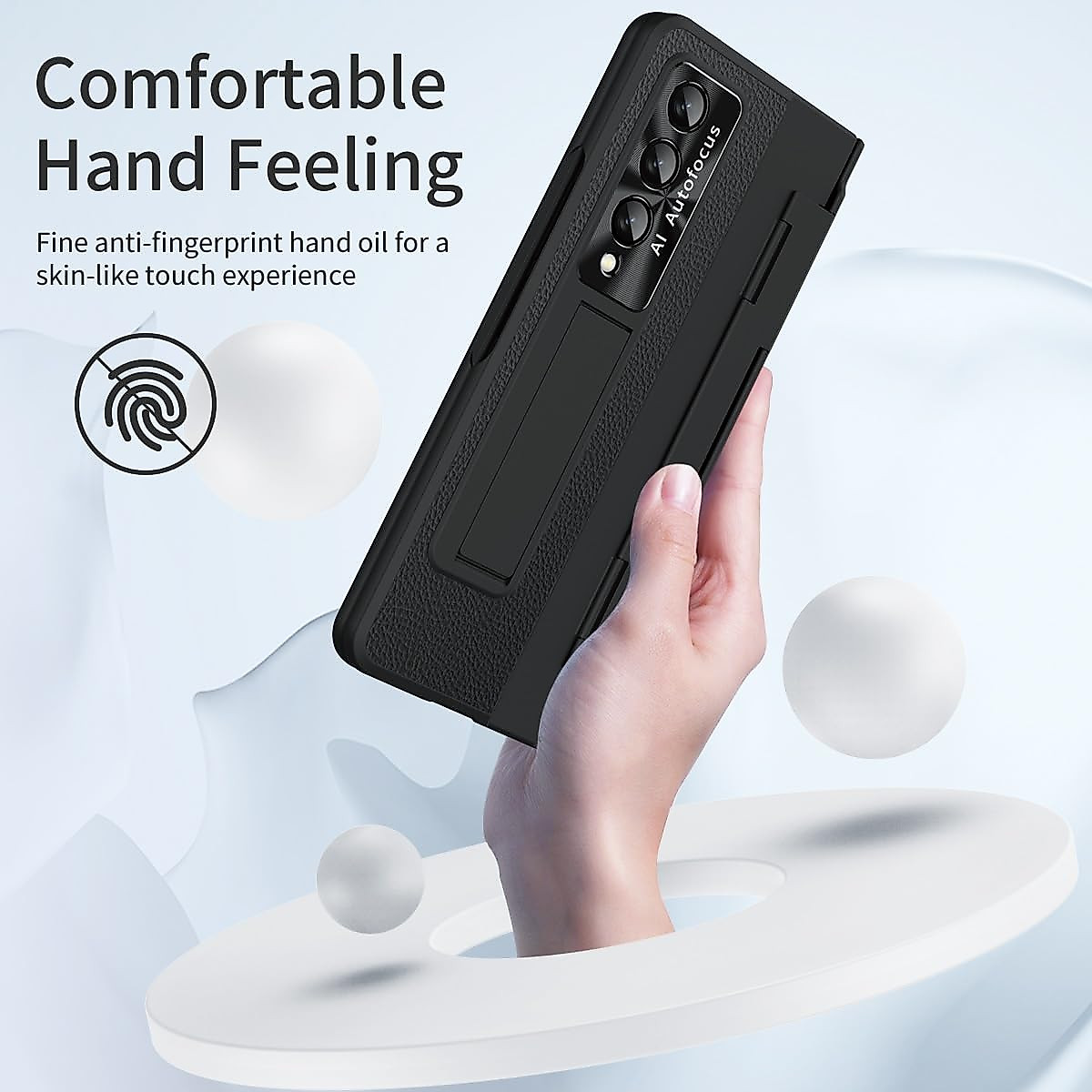 Cell Phone Flip Case Cover Compatible with Huawei Honor Magic V2 Case [Hidden Kickstand] [Wireless Charging][Screen Protector] Rugged Shockproof 360 Full Protective Phone Cover+Kickstand ( Color : Bla