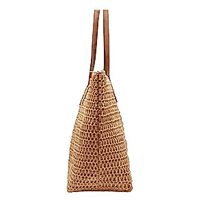 Crbeqabe Straw Beach Tote Bag for Women Large Woven Shoulder Handbag Straw Bag for Summer Beach Vocation