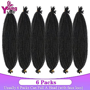 Pre-Separated Spring Twist Hair 24 Inch Long 6 Packs Soft Afro Twist Crochet Hair with Toka for Distressed Butterfly Locs Synthetic Marley hair Twist Braids Hair Extensions For Black Women (1B#)