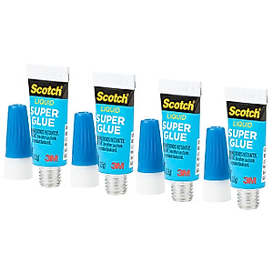 Scotch Super Glue Liquid, 4-Pack of Single-Use Tubes, .017 oz each, Fast Drying Liquid Formula (AD114)(packaging may vary)