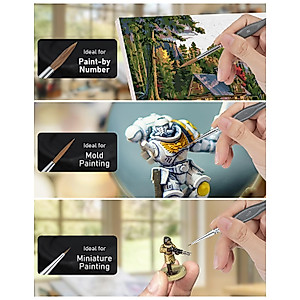 Nicpro 11 Pack Miniature Painting Set, Kolinsky Sable Fine Detail Paint Brushes for Models, Watercolor, Acrylic Oil, Ceramic, Face, Citadel, Art Figure Paint by Number - Thin Artist Kit Nylon Holder