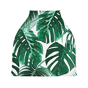 YYZZH Palm Leaf Tropical Jungle Monstera Leaves Floral Pattern Print Stretchy Baby Car Seat Cover Infant Canopy Nursing Covers Breastfeeding Cover Breathable Windproof Winter Scarf for Boys Girls