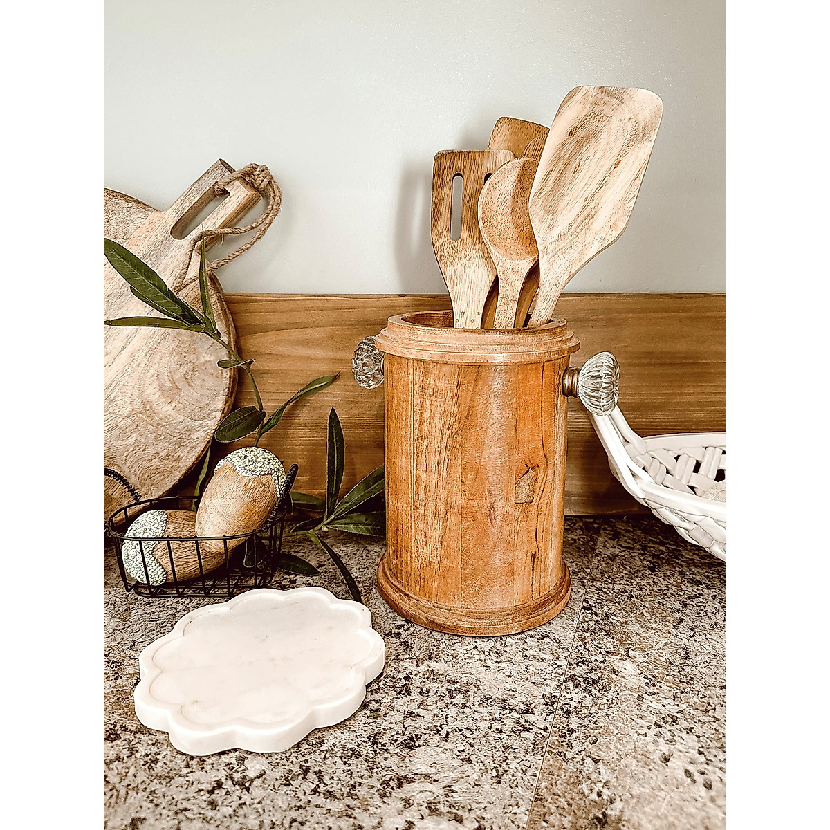 Mud Pie Spoon Rest Set, 5" dia, White