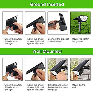 Biling Solar Spot Lights Outdoor, Bright 700 Lumen Solar Outdoor Lights IP67 Waterproof Adjustable Solar Landscape Spotlights for House Tree Patio Pathway Yard Garden Driveway - Warm White(4 Pack)